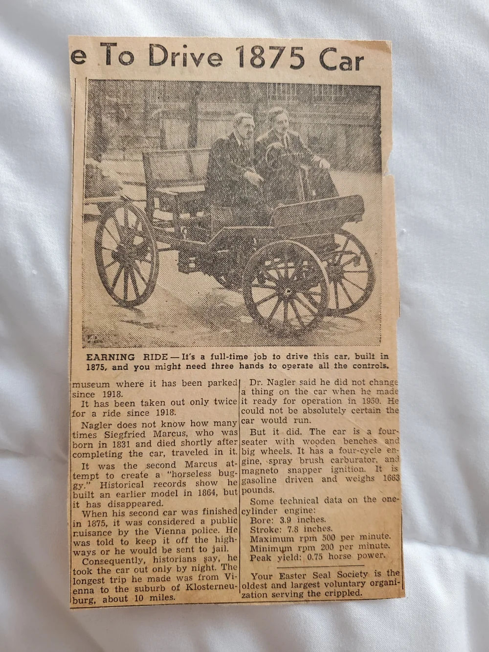 Accents | Vintage Article Highlights A 1875 Car Designed By Siegfried ...